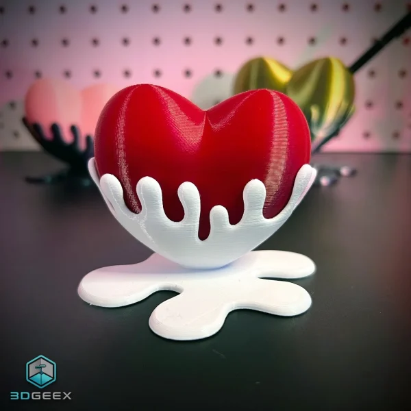Melting Heart Sculpture – 3D Printed Love Decor with Custom Colors ...