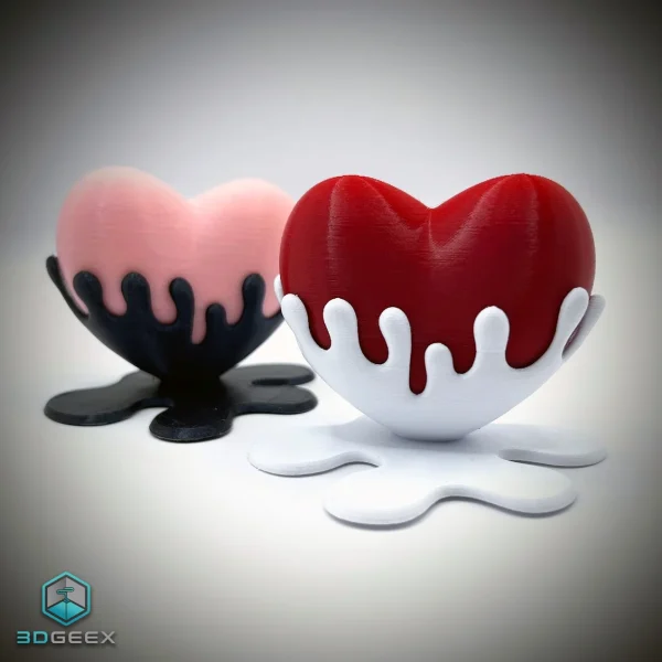 Melting Heart Sculpture – 3D Printed Love Decor with Custom Colors ...